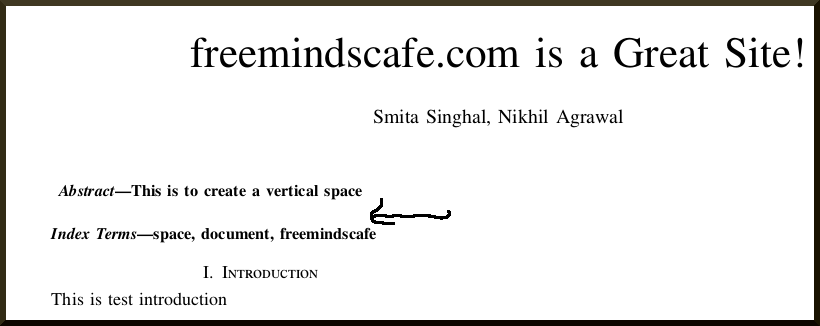 Latex Verical Space Between Abstract And Keywords In A Conference 